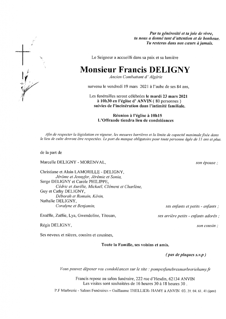 Mr Francis DELIGNY – pompesfunebresmarbreriehamy