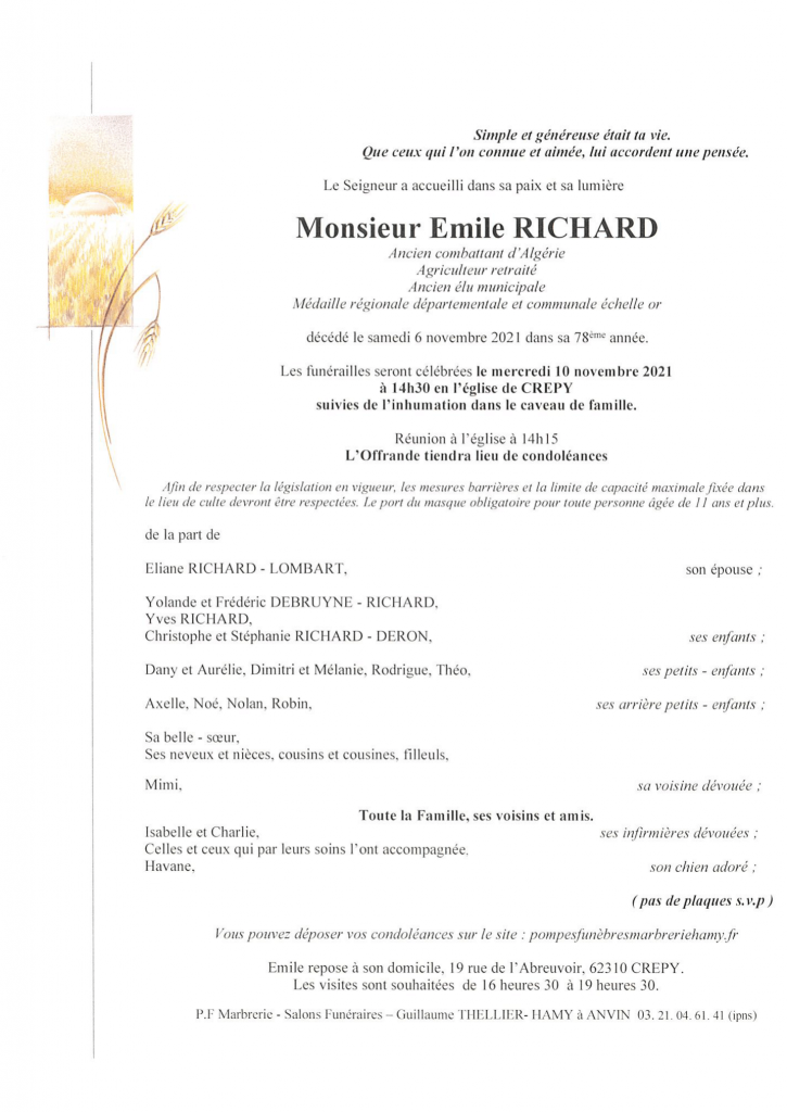 Monsieur Emile RICHARD – pompesfunebresmarbreriehamy
