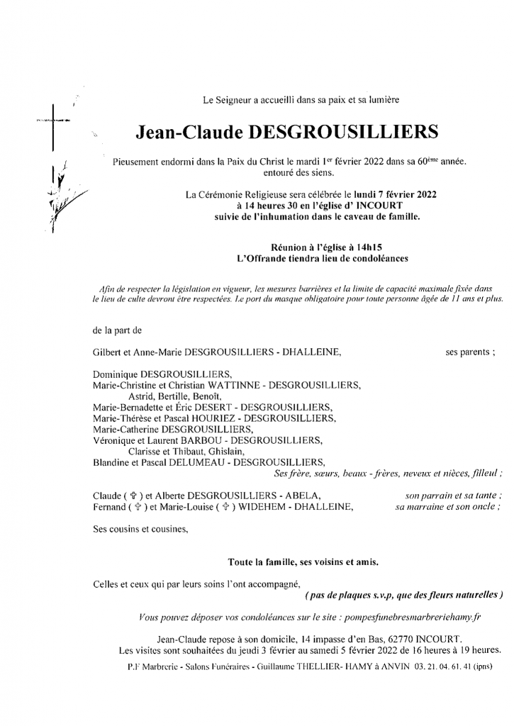 Jean-Claude DESGROUSILLIERS – pompesfunebresmarbreriehamy