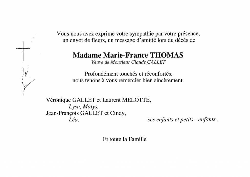 Madame Marie-France GALLET née THOMAS – pompesfunebresmarbreriehamy
