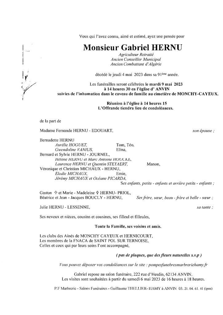 Monsieur Gabriel HERNU – pompesfunebresmarbreriehamy
