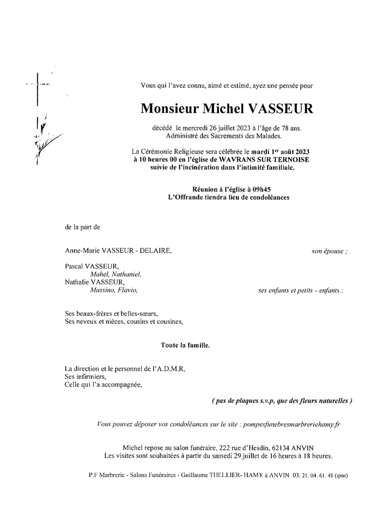 Monsieur Michel VASSEUR – pompesfunebresmarbreriehamy