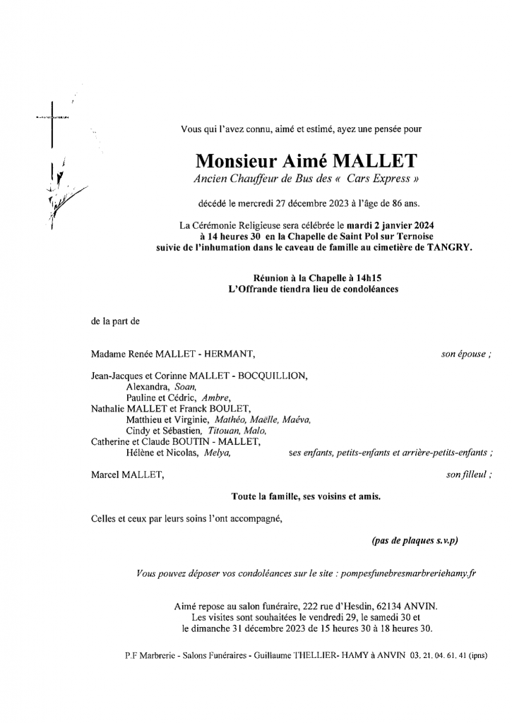 Monsieur Aimé MALLET – pompesfunebresmarbreriehamy