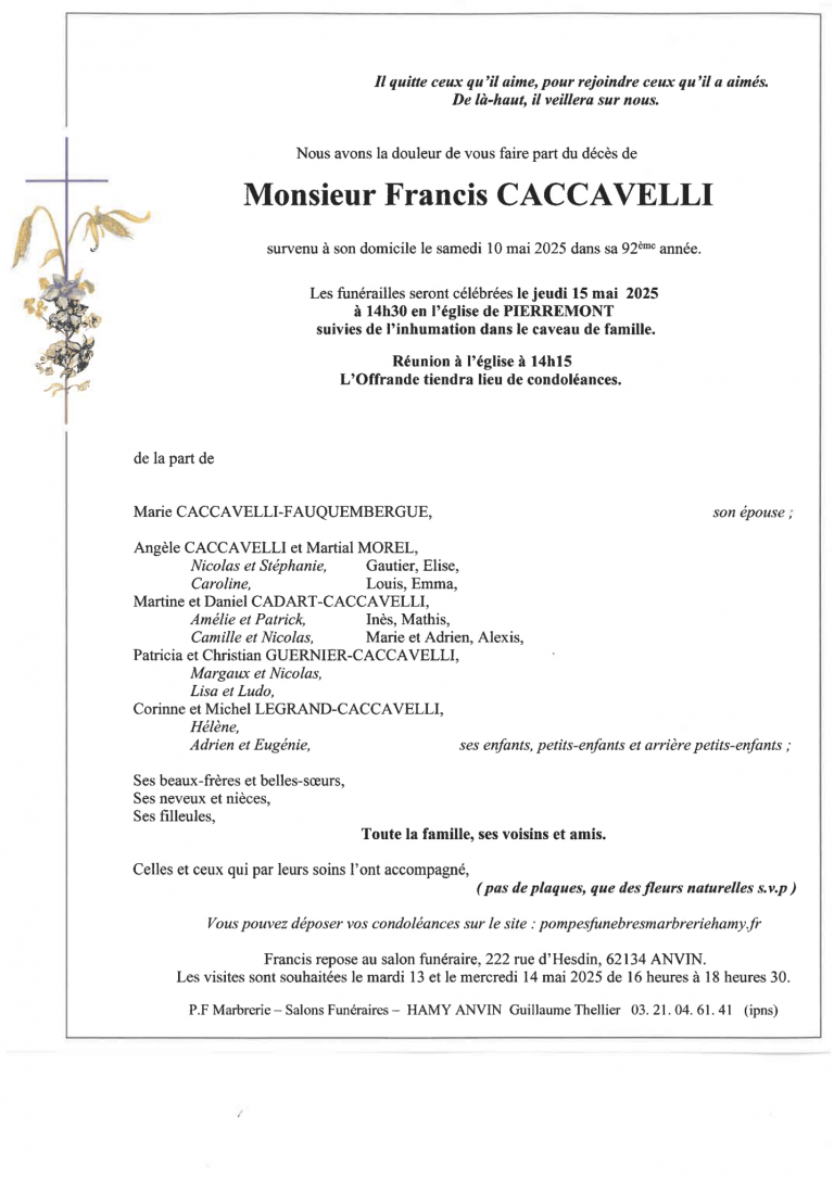 Monsieur Francis CACCAVELLI – pompesfunebresmarbreriehamy